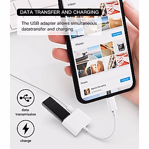 Apple Certified Lightning Male to USB Female Adapter OTG and Charger Cable for iPhone 11 12 Mini max pro xs xr x se 7 8plus Ipad air A Camera Memory Stick Flash Drive Cord Converter Charging Splitter