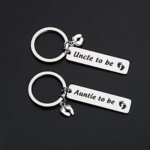 ENSIANTH Pregnancy Announcement Gift New Auntie/Uncle Gift Auntie to Be Uncle to Be First Time Aunt Uncle Gifts with Baby Footprint Charm (Auntie/Uncle to Be)