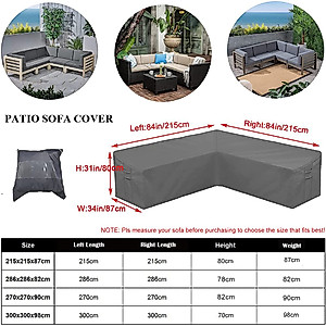 Skyour Patio Furniture Sectional Couch Sofa Cover Gray Weatherproof Heavy Duty 420D Oxford Outdoor V Shaped Sectional Garden Rattan Corner Sofa Furniture Protector Covers (V-Shape: 84x84in)