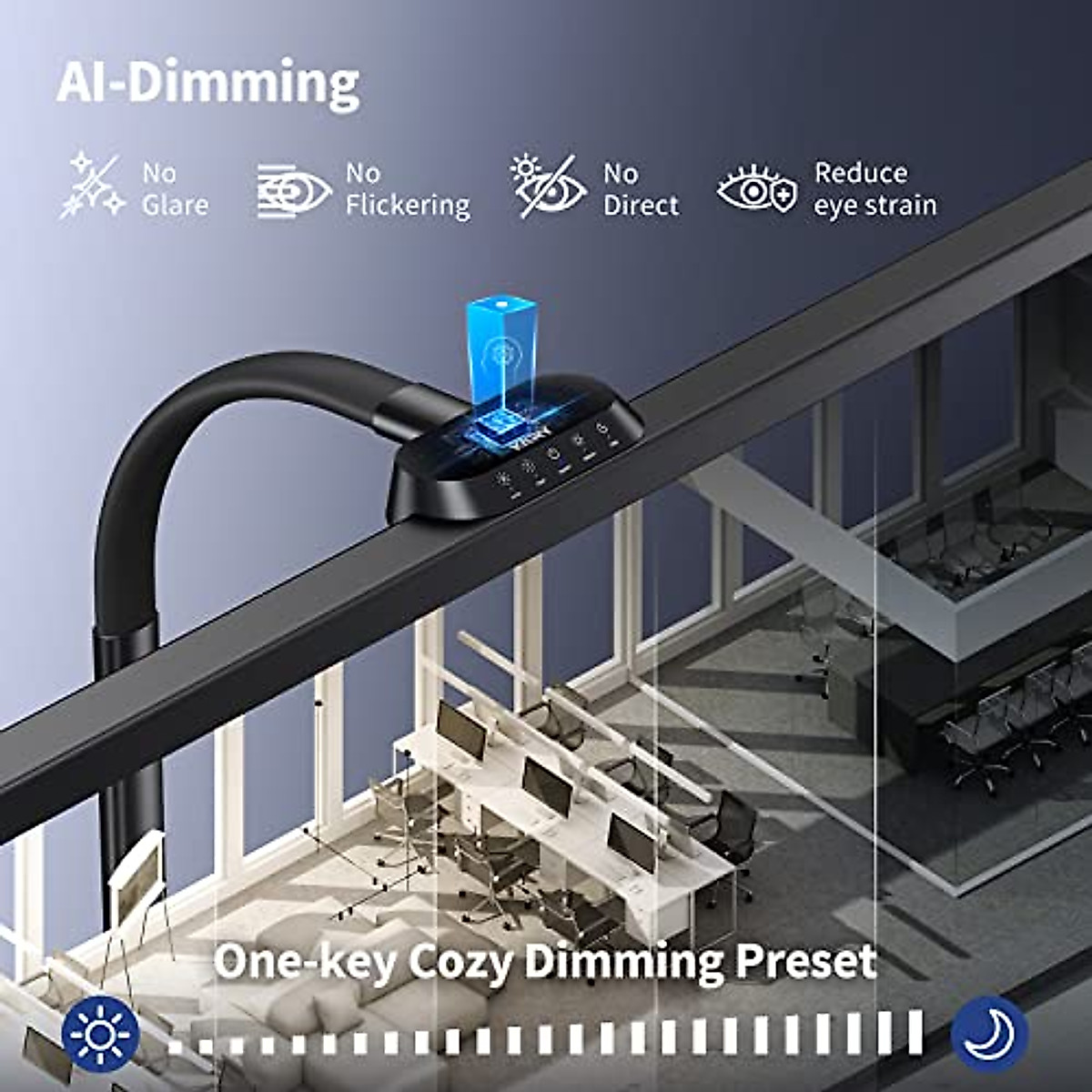 Kary LED Desk Lamp, 24W Architect Desk Lamp with Clamp 31.5" Wide Office Light 1800LM Large Bright Desk Lights with Auto Dimming, 5 Color Modes, Timer, Tall Desk Lamps for Home Office