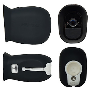 Meffort Inc Silicone Skin Cover with Dual Layer Sunshade Design, Clear (Not Fuzzy) Night Vision - Sun Glare UV Weather Protection Cover Compatible with Arlo Pro & Arlo Pro 2 Camera, 3 Pack (Black)