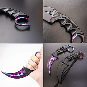 WeTop Karambit Knife, Stainless Steel Fixed Blade Tactical Knife, CS-GO for Hunting Camping Fishing and Field Survival, with Sheath and Cord