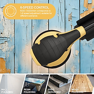 Inequalit 2.4Amp 5 Inch Orbital Sander, 6000-13000OPM Electric Orbital Sander with 6 Variable Speed, 15Pcs Sandpapers and Dust Collector Included, Fit for Sanding and Polishing