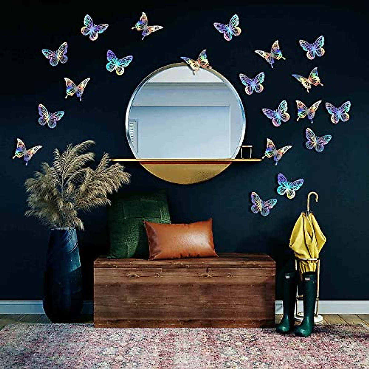 Tixiquns Laser Butterfly Wall Decor,48Pcs 2 Styles 3 Sizes,Removable Butterflies for Cake Cupcake Toppers, 3D Paper Butterfly Sticker Decorations for Birthday Baby Shower Girl Room Nursery Decals
