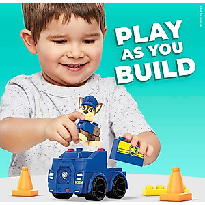 MEGA BLOKS Paw Patrol Chase's Patrol Car Building Set with 1 Chase Figure, 10 Blocks and Special Pieces, Toy Gift Set for Ages 3 and Up