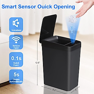 Anborry Bathroom Touchless Trash Can 2.2 Gallon Smart Automatic Motion Sensor Rubbish Can with Lid Electric Narrow Small Garbage Bin for Kitchen, Office, Living Room, Toilet, Bedroom, RV