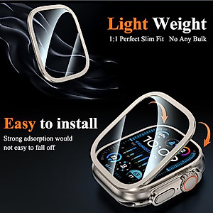YMHML for Apple Watch Ultra 2 Screen Protector Case 49mm, 2023 Titanium Alloy Frame with Tempered Glass, Waterproof Bubble-Free HD Clear Full Protective Cover for iWatch Ultra 2/1 Accessories 2 Pack