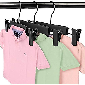 Pants Hangers Skirt Hangers,20 Packs Black Plastic Dress Trousers Hanger with Non-Slip Big Clips and 360 Rotatable Hook