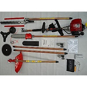 GX35 8 in 1 Weed Eater Hedge Trimmer with 2 Extend Pole Lawn Mower Shears