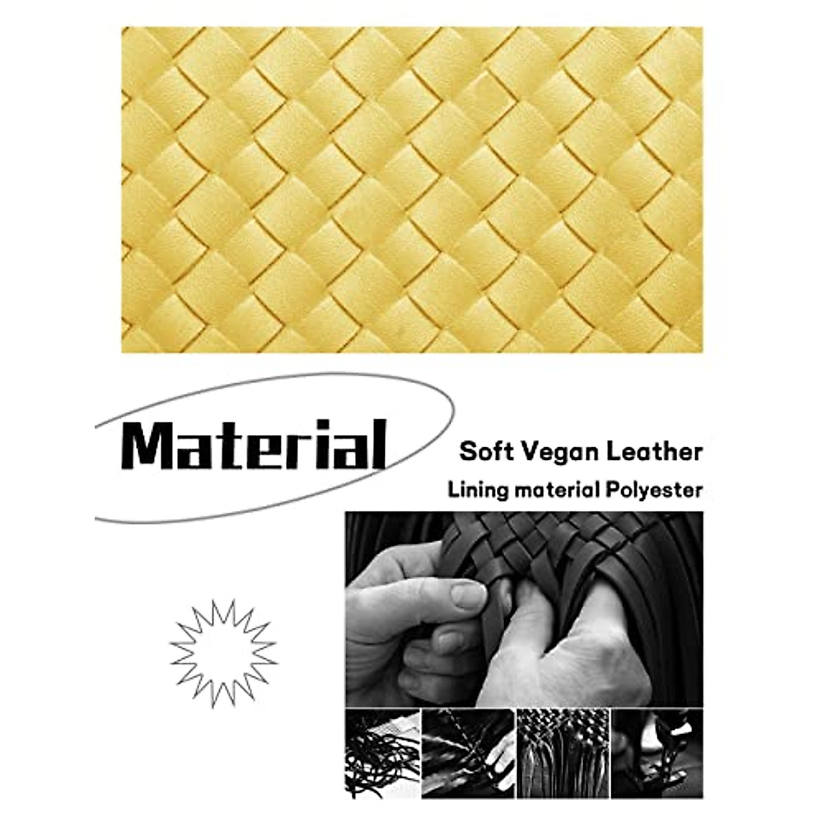 Woven Tote Handbags For Women Large Capacity Vegan Leather Shoulder Top-Handle Travel Shopper Bag Ladies Fashion Underarm Bag Yellow