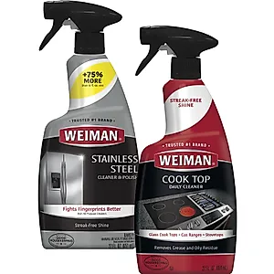 Weiman Disinfecting Stovetop Cleaner & Stainless Steel Cleaner - 22 Ounce - Daily Appliance Kitchen Cleaning Kit