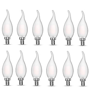 carryBC Candelabra LED Bulbs 2700K 40w Equivalent Improve Flame tip Frosted Glass E12 Base Warm White Decoration E12 LED Bulb Dimmable 12 Pack