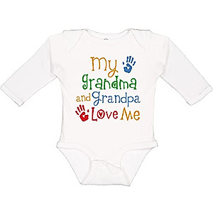 inktastic My Grandma and Grandpa Love Me Long Sleeve Creeper Newborn 0020 White 26a30