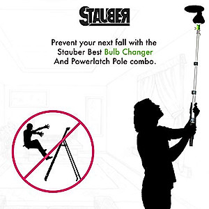 STAUBER Best Bulb Changer with PowerLatch Extension Pole (Large Suction, 4 Feet)