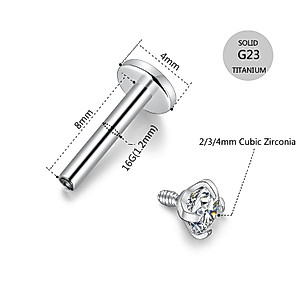 GAGABODY G23 Titanium 16G Cartilage Studs Opla Flower Prong Set Helix Tragus