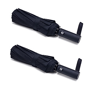 ANTI-REBOUND Travel Umbrella Windproof Compact Collapsible Light, Automatic, Strong and Portable, Wind Resistant, Folding Small Umbrella for Rain Black & Black