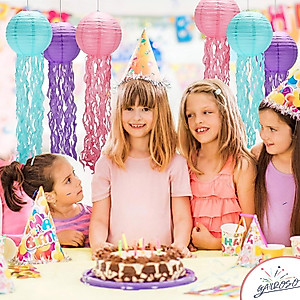 GAILROSO Jelly Fish Paper Lanterns, 6 Pack Jellyfish Lanterns (Pink, Blue, Purple) with String and Hooks, Hanging Jellyfish Decor for Under The Sea, Ocean Party