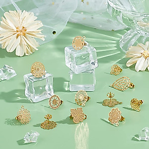 UNICRAFTALE 24pcs 12 Styles Golden Bohemian Stud Earring Findings Stainless Steel Ear Stud Component with Loop Butterfly Stoppers 0.7mm Pin Mixed Shapes Earring for Jewelry Making, Hole 1mm