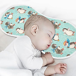 vvfelixl Baby Burp Cloths Cute Penguins Skates Baby Newborn Cotton Burping Cloths Set Baby Washcloths 4 Pack Blue