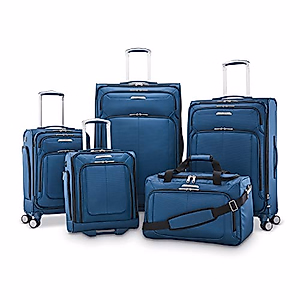 Samsonite Solyte DLX Softside Expandable Luggage with Spinner Wheels, Mediterranean Blue, Checked-Medium 25-Inch