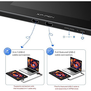 Drawing Tablet with Screen - XP-PEN Artist 2nd Pen Display Computer Graphics Tablet with Battery-Free X3 Stylus (15.4 inch, Black)