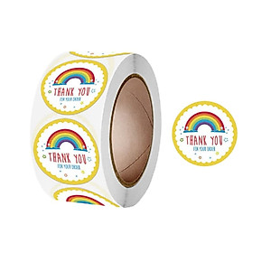 Thank You Stickers Small Business - 1 Inch Round Adhesive Labels - Roll of 500 (Rainbow - Thank You for Your Order)