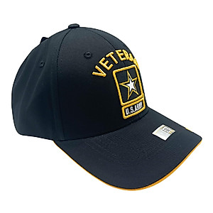 US Army Official Licensed Premium Quality Military Baseball Cap (US, Alpha, One Size, Black (Veteran Square Logo))