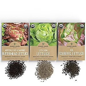 Sweet Yards Lettuce Lovers’ Organic Seed Variety Pack - 9 Unique Packets of Heirloom Non-GMO USDA Certified Organic Pure Seeds