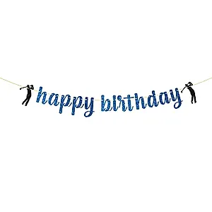 Royal Blue Golf Happy Birthday Banner - Golf Themed Birthday Party Decorations, Golf Birthday Decor for Men / Boys, Dad Happy Birthday Banner