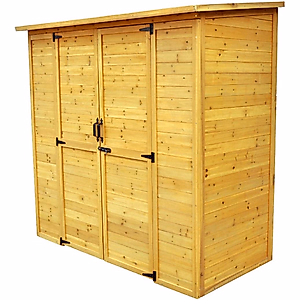 Leisure Season ELSS2003 Extra Large Outdoor Storage Shed - Brown - Wooden Gardening Lockers, Closet - Tool Organizer Cabinet with Double Doors, Adjustable Shelves - Yard, Garden, Lawn Patio Furniture