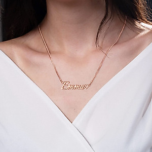 Corissy Personalized Name Necklace with Heart, Custom 18K Gold Plated Name Necklace with Birthstone, Customized Jewelry Gifts for Women