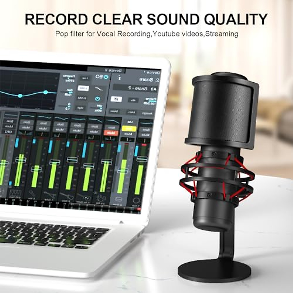 Pop Filter,Aokeo [Upgraded Three Layers] Metal Mesh & Foam & Etamine Layer Microphone Windscreen Cover Handheld Mic Shield Mask,Microphone Accessories for Vocal Recording,Youtube videos,Streaming