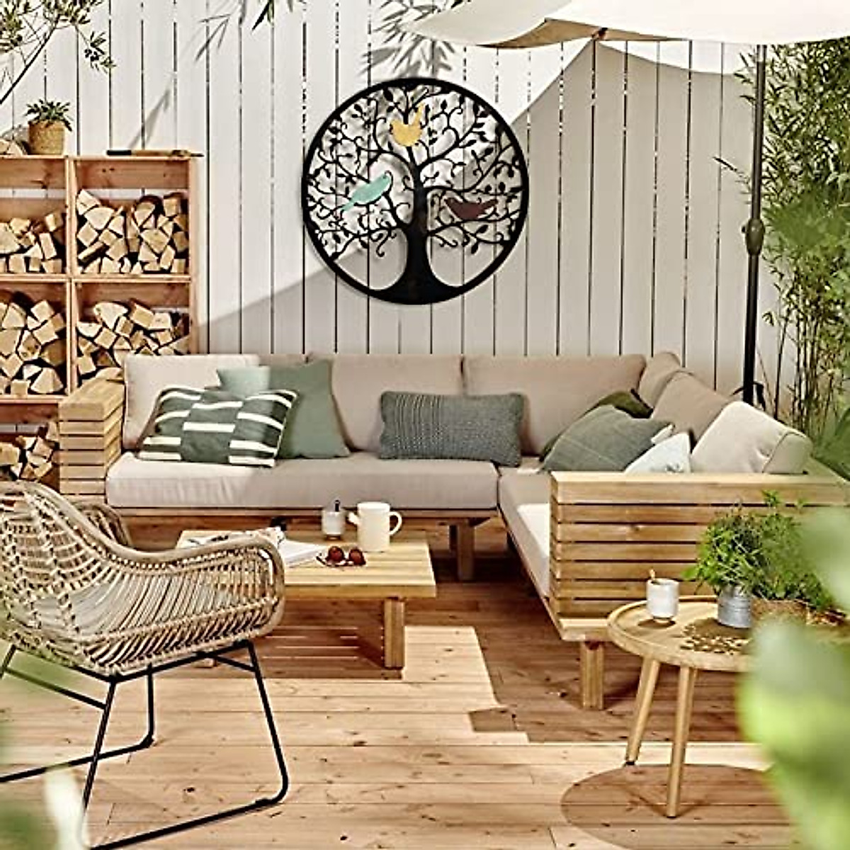 Remenna Metal Wall Art-Tree of Life Wall Decor 23inch Family Tree Metal Wall Hanging Bedroom Living Room Decor Outdoor Decoration (Tree of Life)