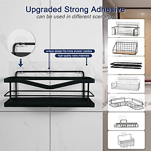 ORD OF SP Shower Caddy Adhesive Replacement, 2 Pack Strong Adhesive Shower Hooks, Water-Proof Shower Adhesive Strips, No Drilling for Shower Caddy, Bathroom Storage Shelves and Kitchen Racks