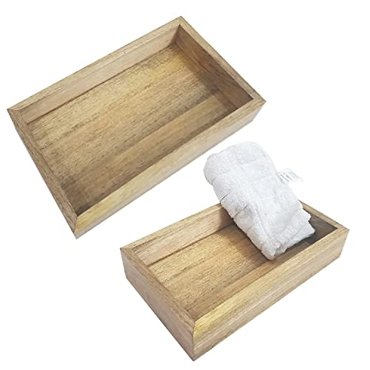 Antique Handmade Mango Wood Guest Towel Holder Vanity Tray Bathroom Accessory Trays Brown 10 x 6 inches