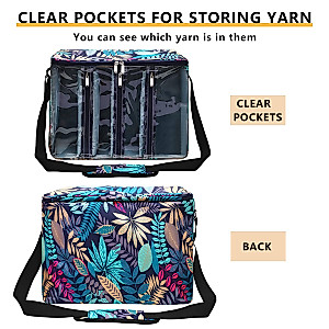 LOOEN Crochet Bag - Mother's Day Gift - Tangle Free Yarn Bag Yarn Storage with Inner Divider, Large Organizer for Crochet Hooks, Knitting Needles Yarn Skeins, Craft Bag Organizer Tote