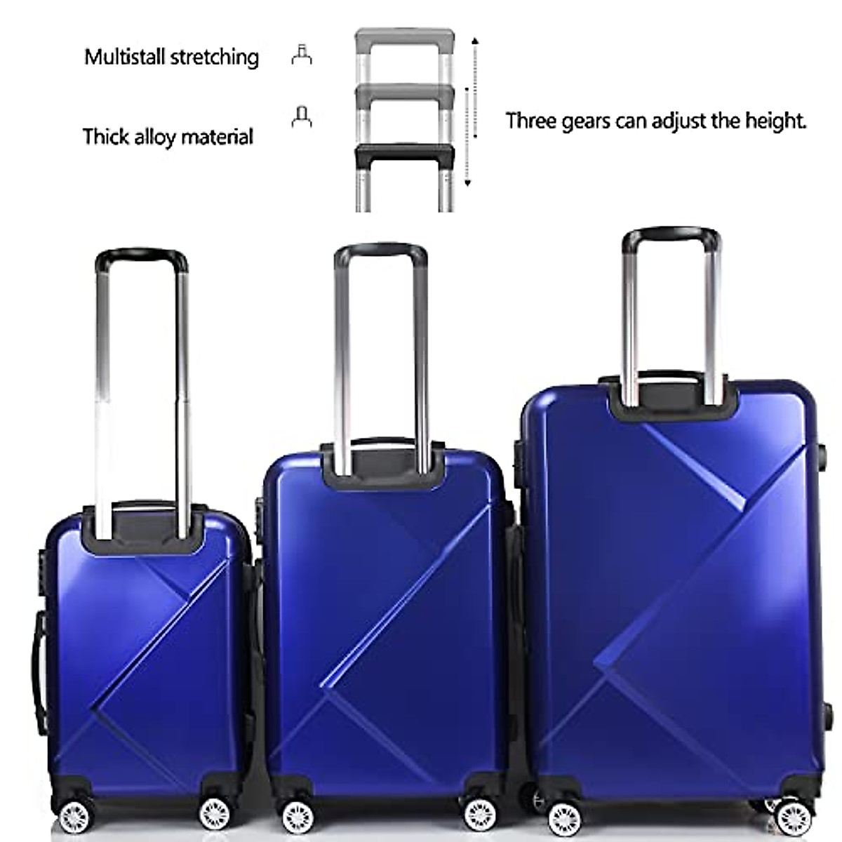 Tiktun Luggage Sets,PC+ABS Hardshell Lightweight Durable Spinner Wheels Suitcase, Blue, 3-Piece (20"/24"/28")