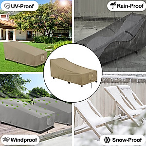 OutdoorLines Outdoor Waterproof Patio Chaise Lounge Chair Cover - UV Resistant Lounger Covers Heavy Duty Weatherproof Patio Sofa Furniture Covers, 1 Pack, 78Wx35.5Dx33H Inches, Camel