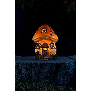 VP Home Tree Trunk Fairy House Solar Powered LED Outdoor Decor Garden Light & Mushroom Fairy House Solar Powered Outdoor Decor LED Garden Light