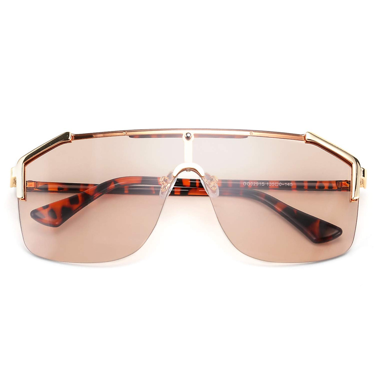 FEISEDY Classic Siamese One Piece Oversized Sunglasses Nice Rimless Stylish Retro Design for Women Men B2634