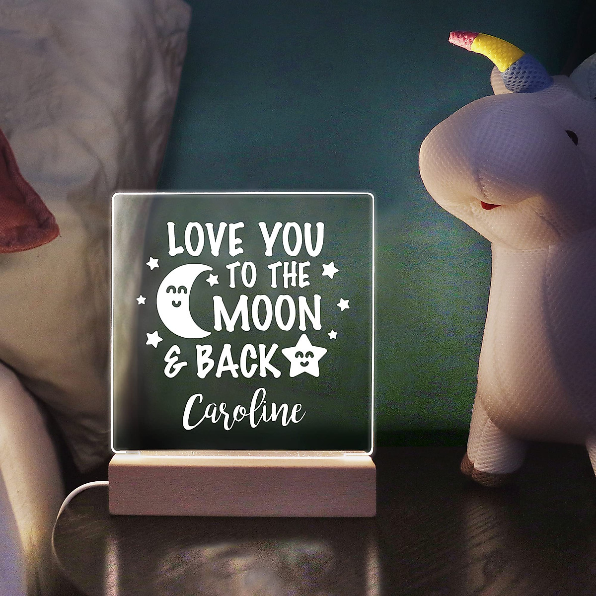 Personalized Night Light for Kids Gifts for Baby Nursery Lamp Bedroom Decor Love You to The Moon