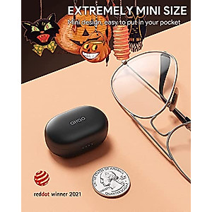 QHQO Wireless Earbuds, Bluetooth V5.2 Earbuds with Reduction Touch Control, Noise Cancelling Bluetooth Headphones with Deep Bass Sound in Ear Earphones for iPhone and Android
