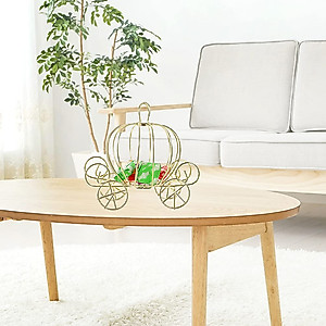 NUOBESTY 4pcs Carriage Centerpiece Metal Wire White Princess Carriage Figurine Candy Box for Wedding Party