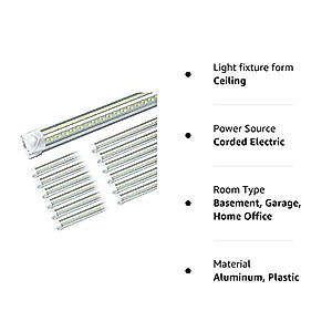 ONLYLUX 8ft LED Shop Light, 8' 100W 15000lm 6000K (12 Pack), 8 Foot Linkable led Shop Lights with Plug Fixture for Garage Workshop, T8 LED Tube Lights, High Output,