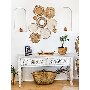 Wicker Wall Decor set of 9. Nursery Wall Decor. Wall Basket Decor. Boho Wall Baskets with Rattan Mirror. Each piece is handmade and varies in color, and variety. |Farmhouse Decor| Boho Decor