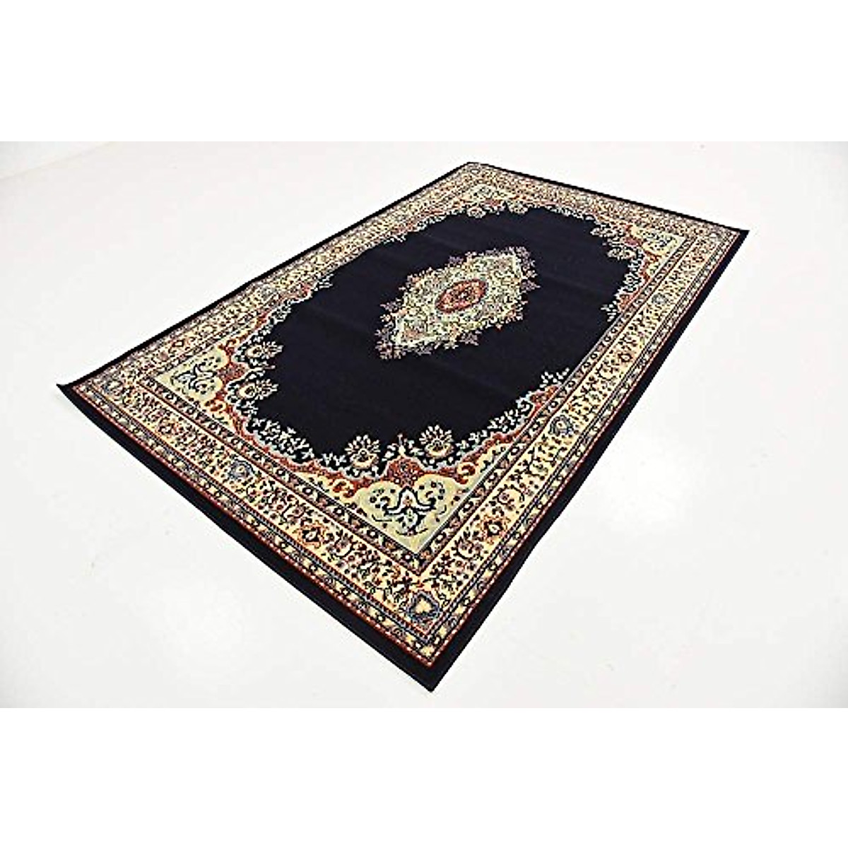 Unique Loom Reza Collection Traditional Persian Style Area Rug, 5 x 8 ft, Navy Blue/Ivory