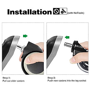 Office Chair Caster Wheels Replacement, Heavy Duty Casters Safe for All Floors,Without Chair Mats. 3" Office Furniture Casters Replacement,Universal Fit (1set)