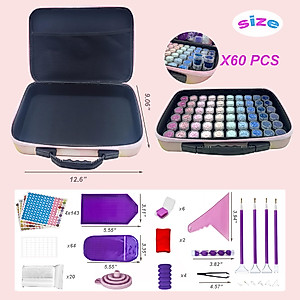 51buyoutgo Diamond Painting Art Storage Containers, 60 Big Slots Portable Diamond Painting Art Accessories Tools Organizer Supplies Box Case Kit Set Pack for Beads Drill Rhinestone Gem Crystal