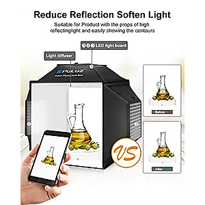 PULUZ Upgrade Light Box & Soft Box, 16"x16" Professional Shooting Tent with 480 LED Lights Photo Studio Light Box Photography with 4 Color PVC Backdrops for Jewelry and Product Photography