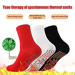 Ntpwenla 1 Pair Self-Heating Magnetic Socks Men Women,Washable Winter Warm Long Socks Tourmaline Self Heated Socks Thermal Insulated Heated Socks Sports Outdoor Hiking Climbing